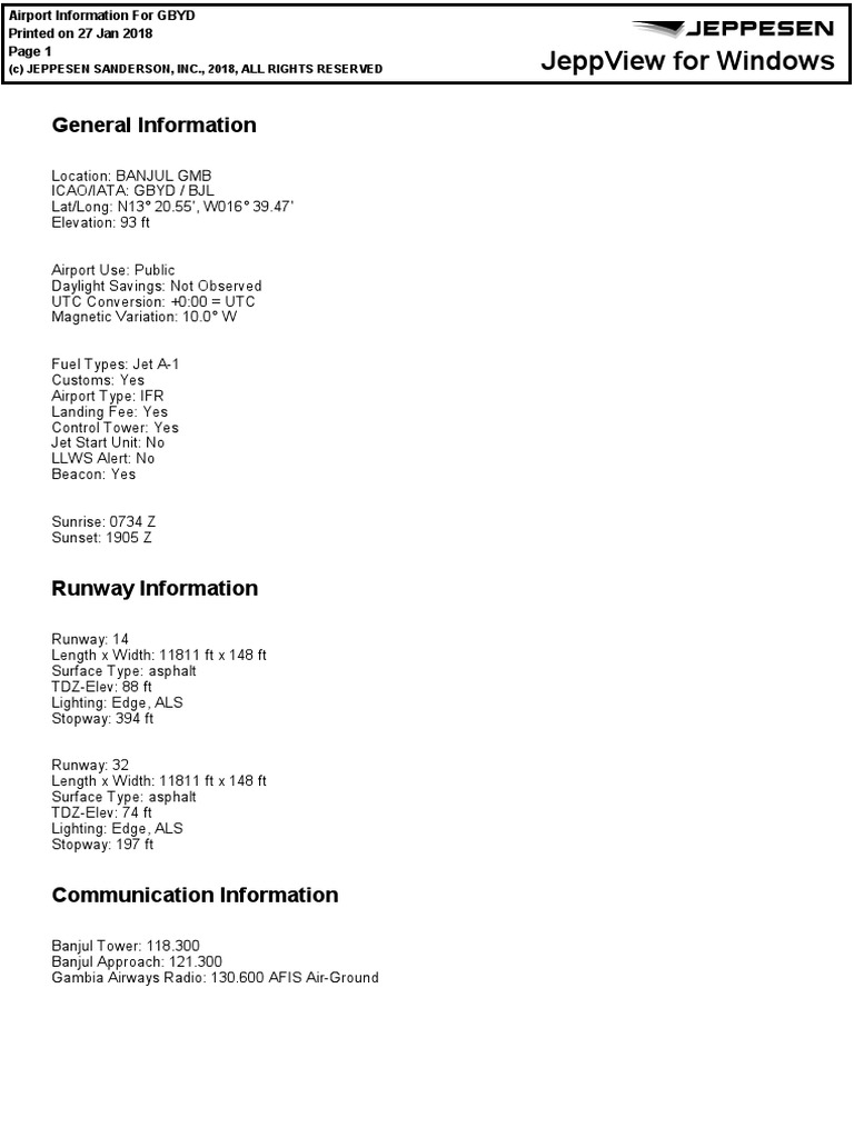 Jeppview For Windows: General Information General Information | PDF | Runway | Airport