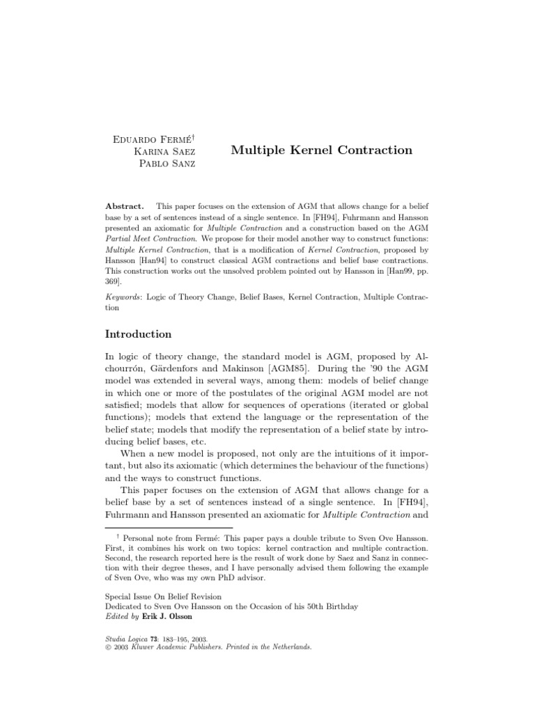 Multiple Kernel Contraction: Abstract | PDF | Empty Set | Axiom