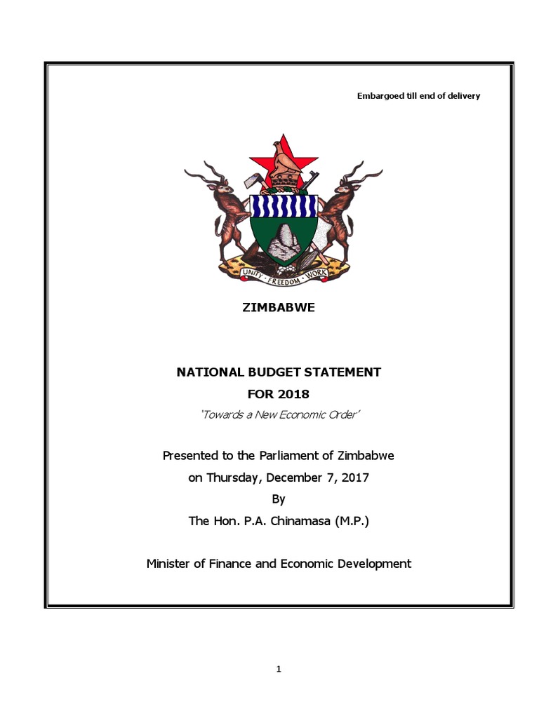 Zimbabwe 2018 National Budget Overview | PDF | Fiscal Policy | Banks