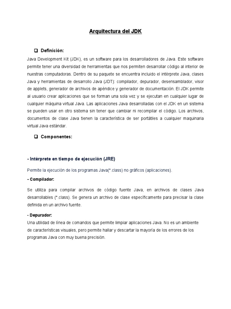 Arquitectura Del JDK (Corregido) | PDF | Java (lenguaje de programación ...