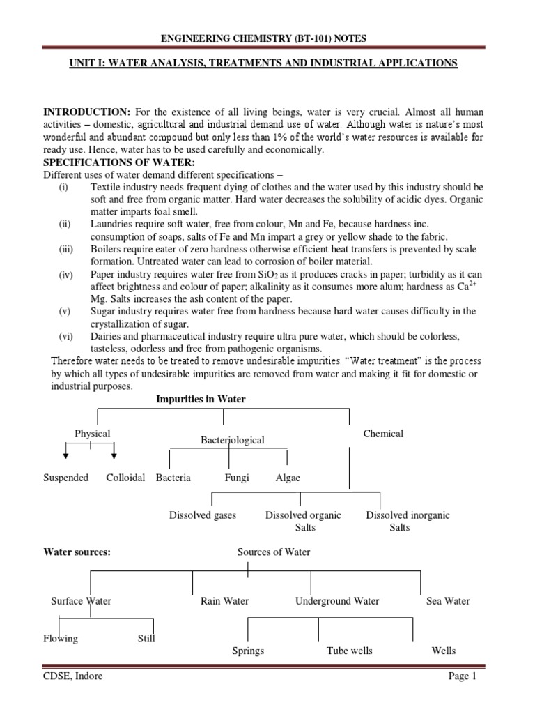 Engineering Chemistry Unit 1 Notes RGPV | PDF | Alkalinity | Hydroxide