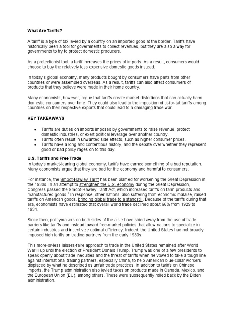 What Are Tariffs and Non Tariffs | PDF | Tariff | Non Tariff Barriers ...
