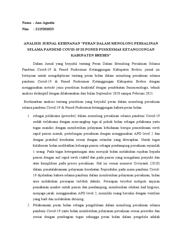 Analisis Jurnal Kebidanan. | PDF