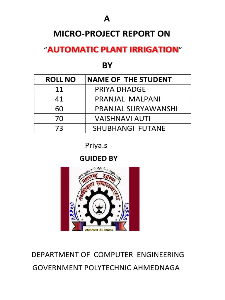 Group No 8 Microproject Report | PDF | Irrigation