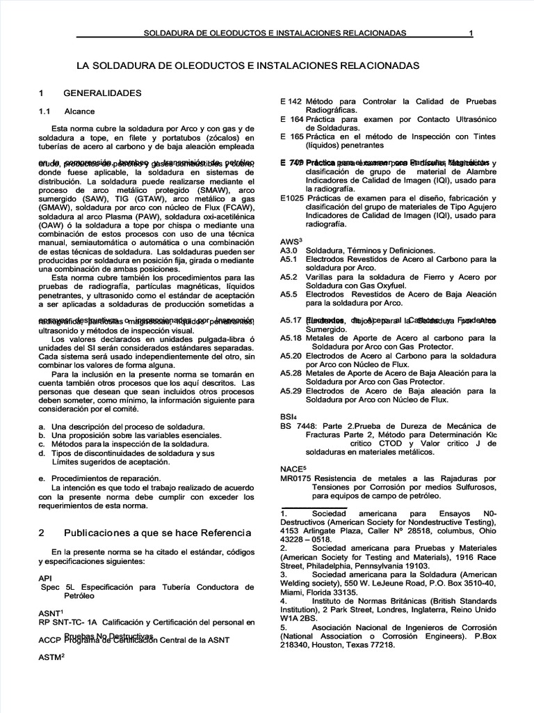 Norma API 1104 - Español | PDF | Construcción | Soldadura