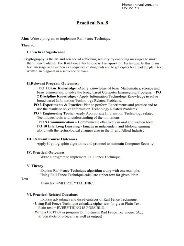 Practical No. 8: Theory | PDF | Cryptography | Cipher