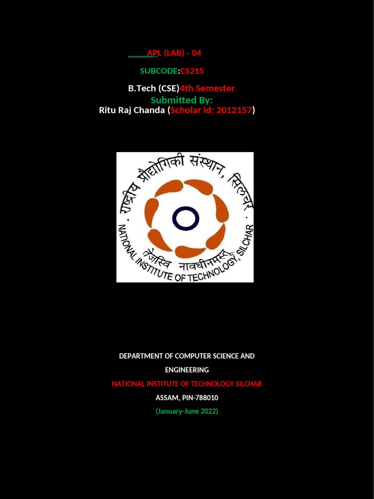 B.Tech (CSE) Ritu Raj Chanda : Submitted by | PDF | Computer File ...