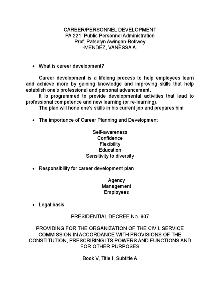 Career and Personnel Development | PDF | Performance Appraisal | Employment