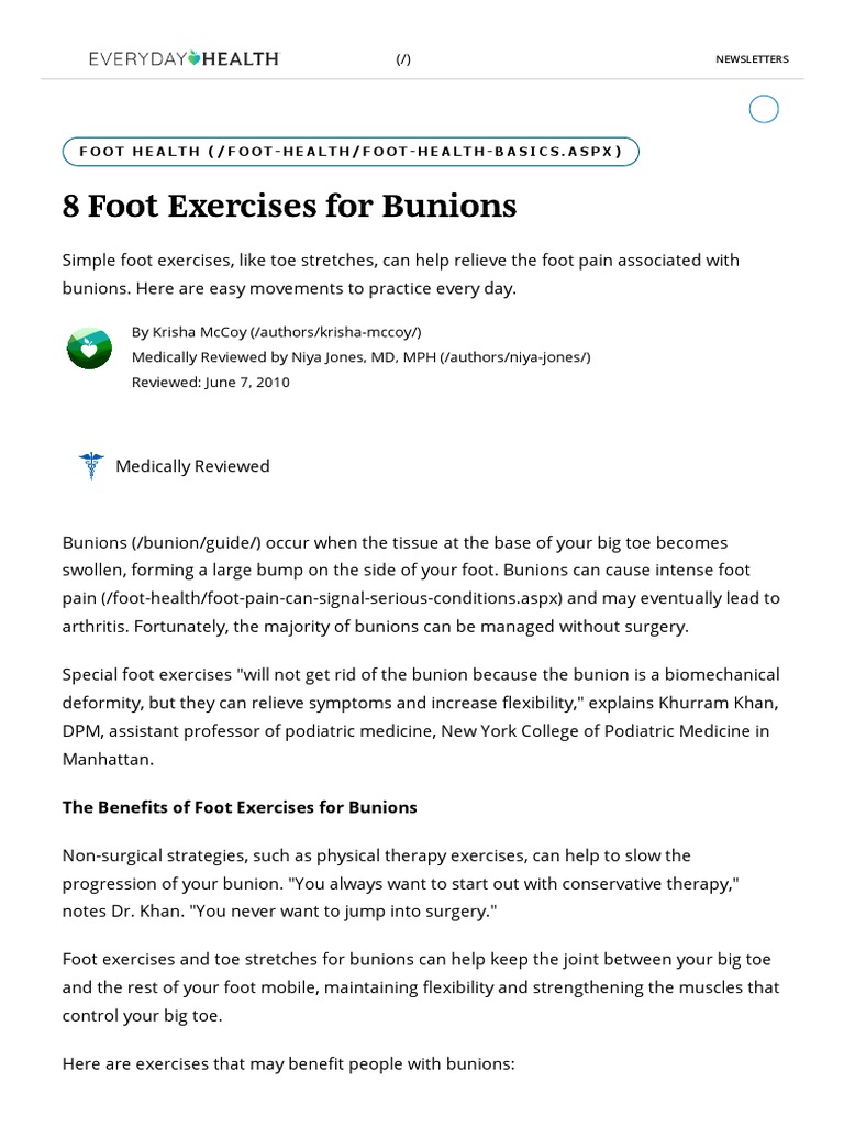 8 Foot Exercises For Bunions - Everyday Health EXERCISES CLASS PHYSIO ...