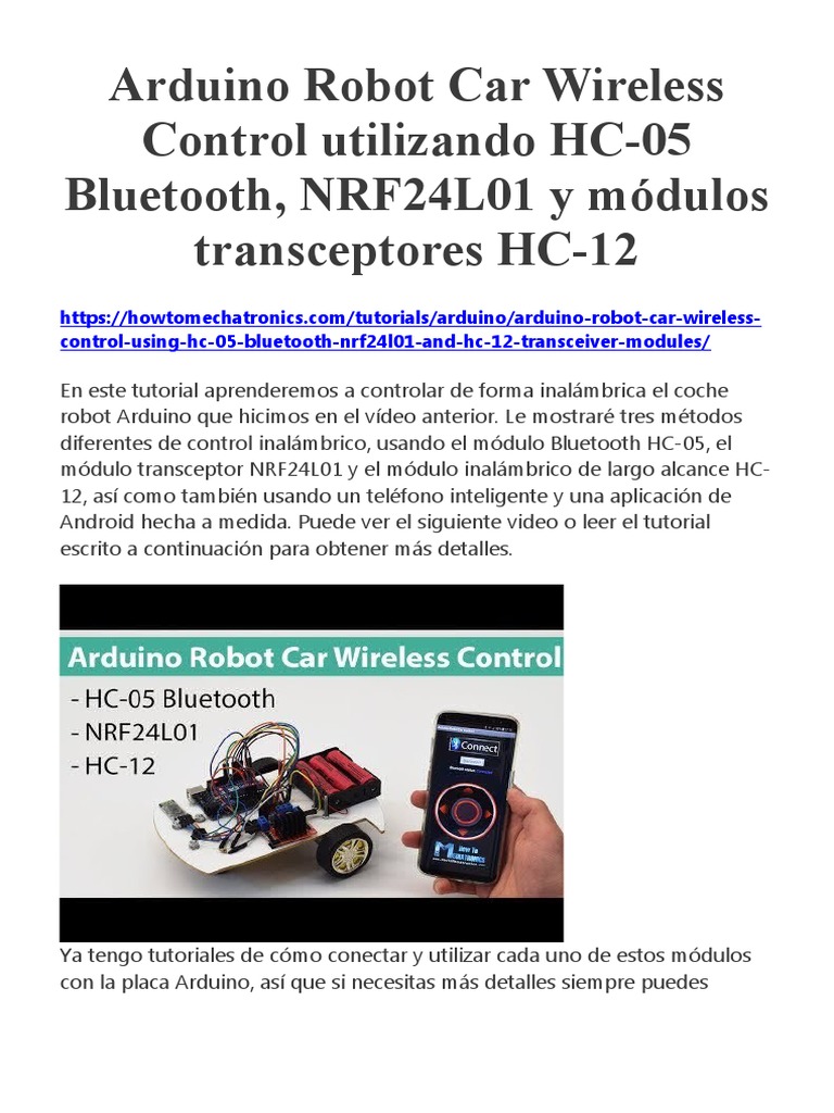 Arduino Robot Car Wireless Control Utilizando Hc Pdf Bluetooth Arduino