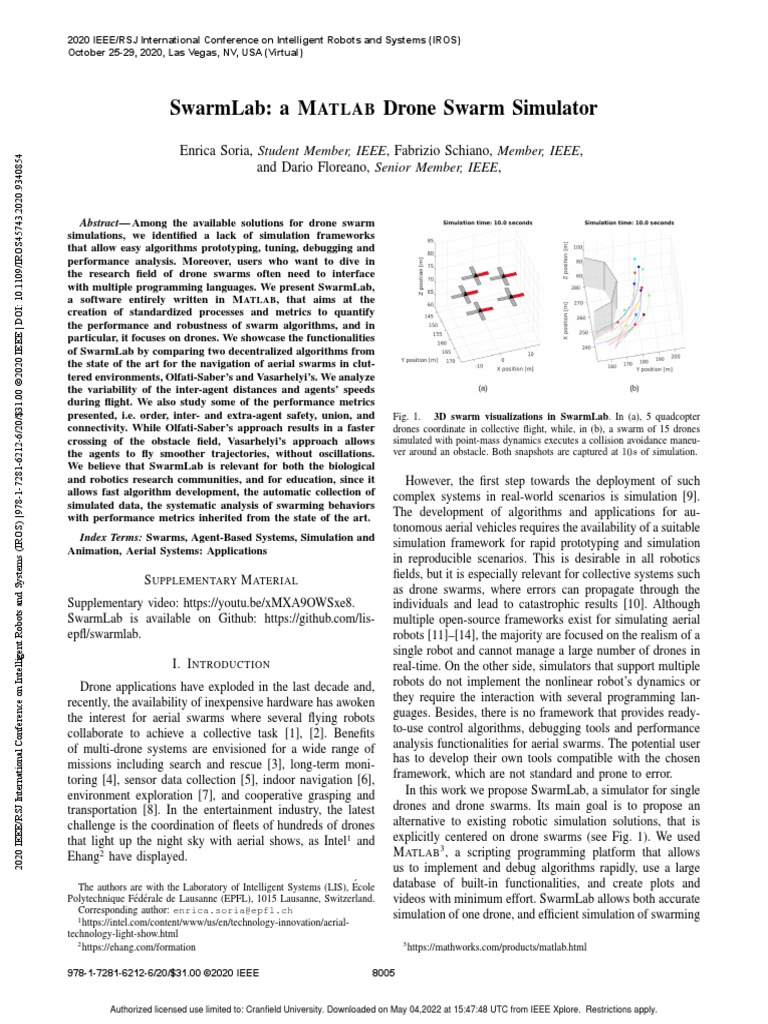 Swarmlab: A M Drone Swarm Simulator: Atlab | PDF | Simulation ...