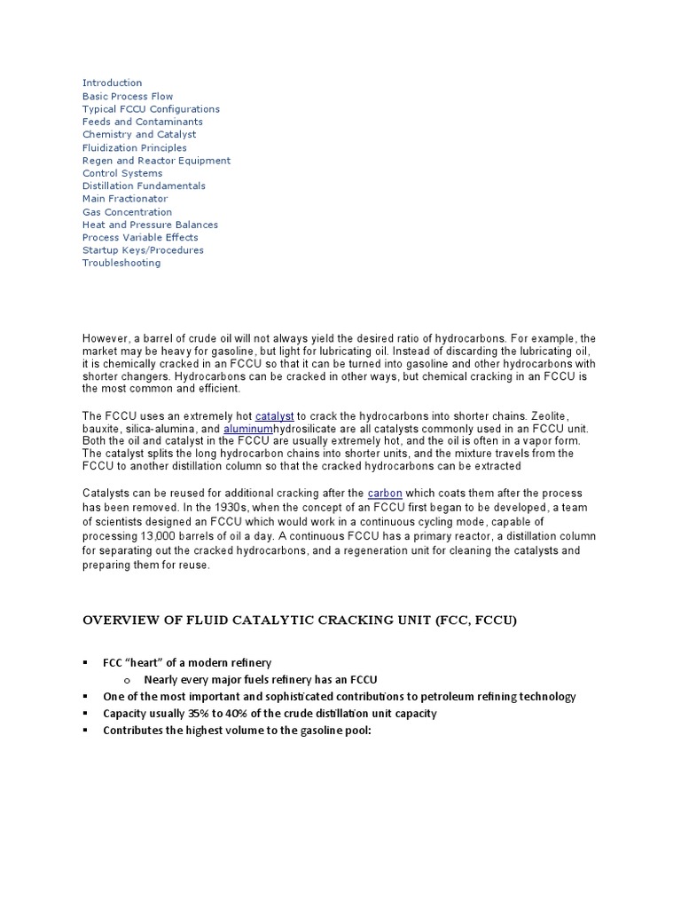 Overview of Fluid Catalytic Cracking Unit (FCC, Fccu) : Catalyst ...