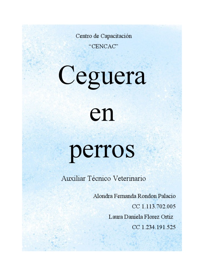 Ceguera en perros: causas y tratamientos | PDF | Glaucoma ...