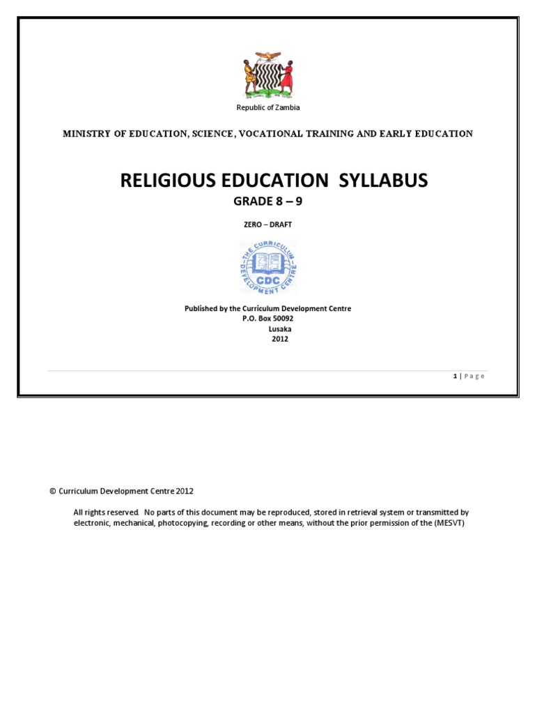 Religious Education Syllabus: Grade 8 - 9 | PDF | Morality | Spirituality