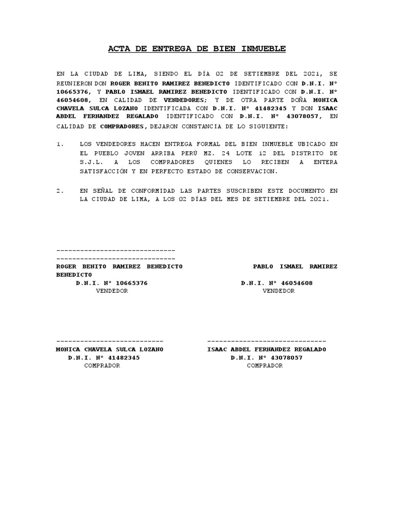 Acta De Entrega De Bien Inmueble | Images and Photos finder Acta De Entrega De Bien Inmueble | Images and Photos finder