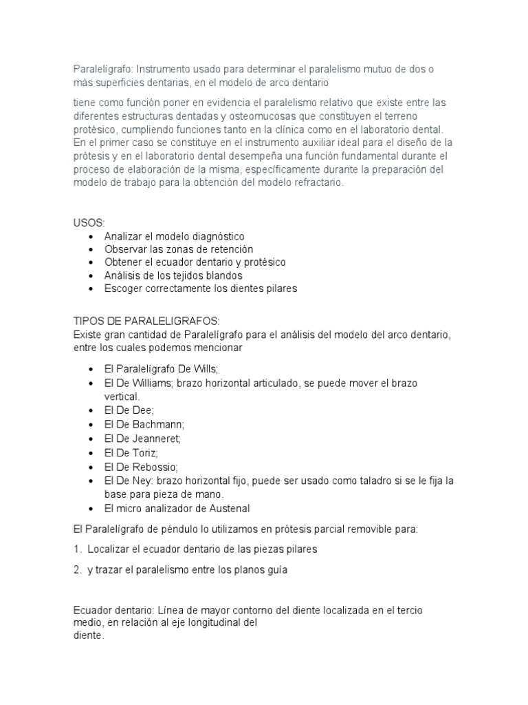 Paralelígrafo Usos | PDF | Dentadura postiza