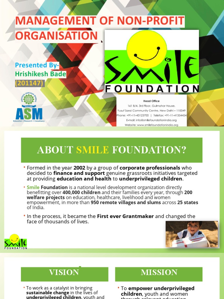 Management of Non-Profit Organisation: Smile | PDF | Governance ...