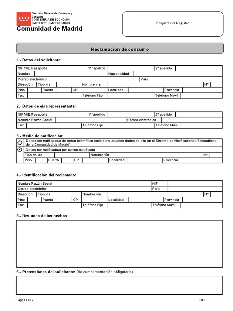 Hoja de Reclamaciones | PDF | Privacidad de la información | Justicia