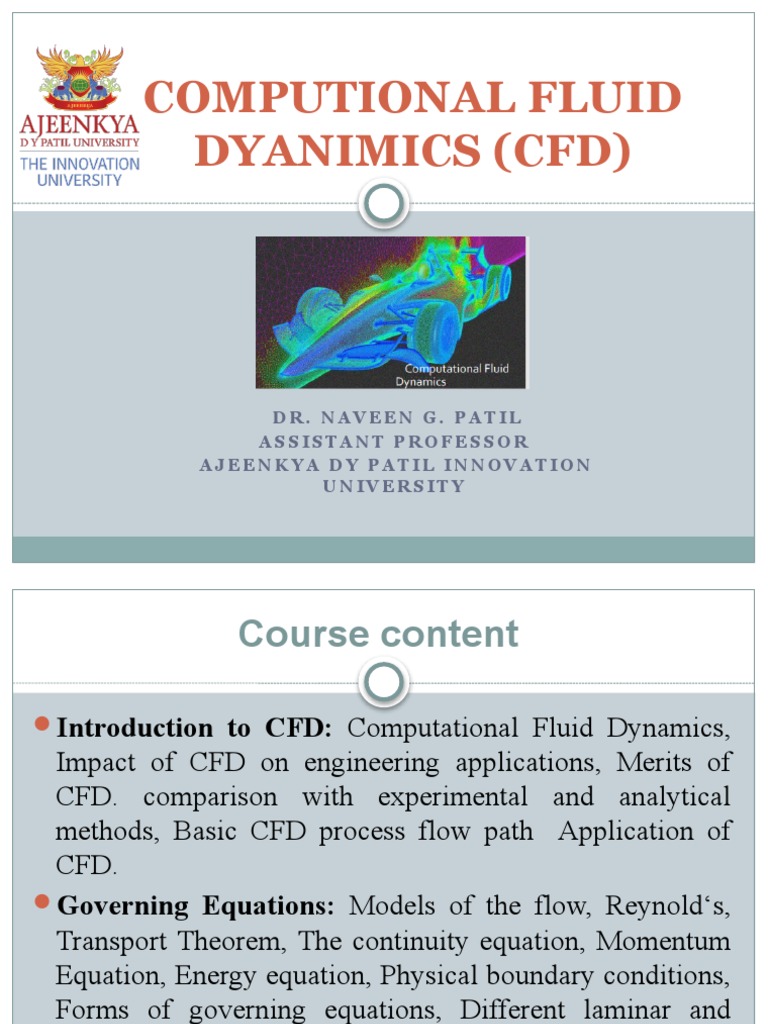Computional Fluid Dyanimics (CFD) : Dr. Naveen G. Patil Assistant ...