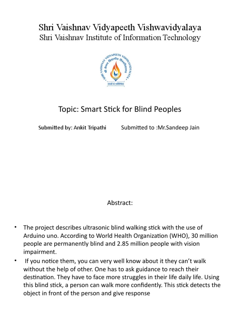 Smart Blind Stick Project Report | PDF | Visual Impairment | Arduino