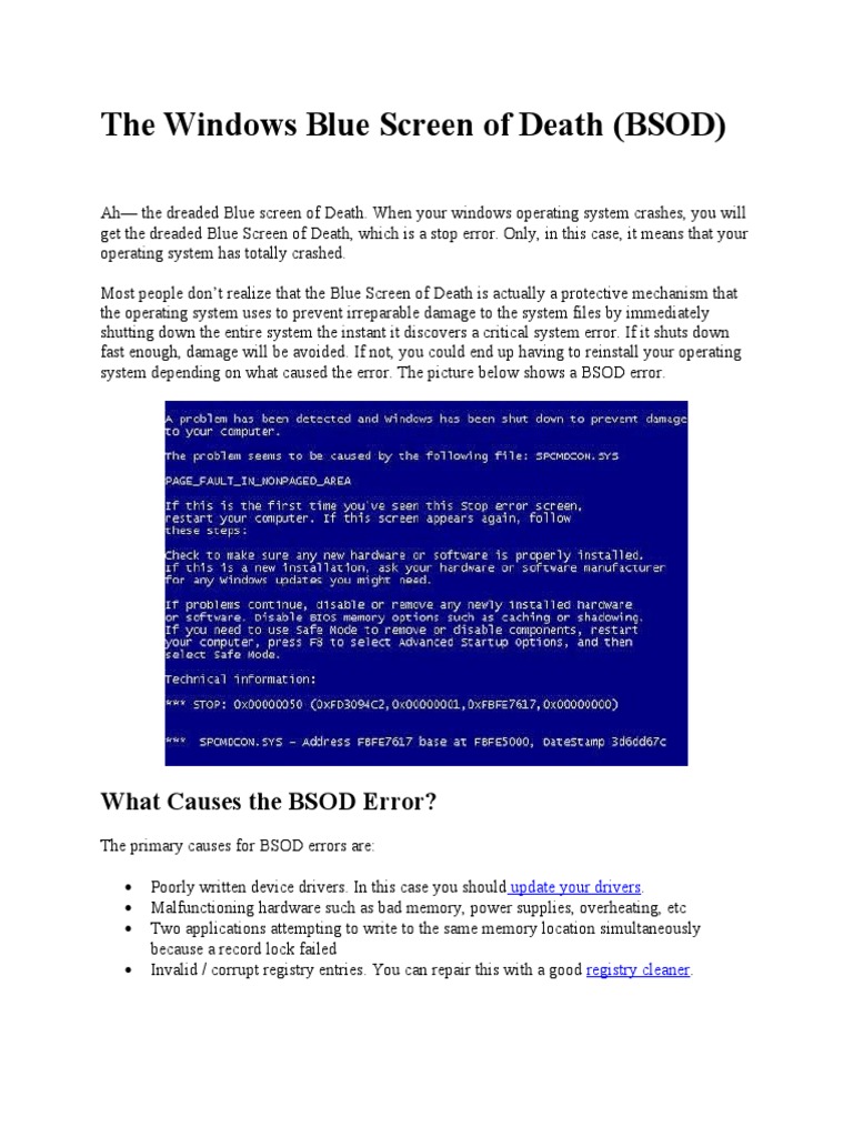 The Windows Blue Screen of Death | PDF | Computer Data Storage ...