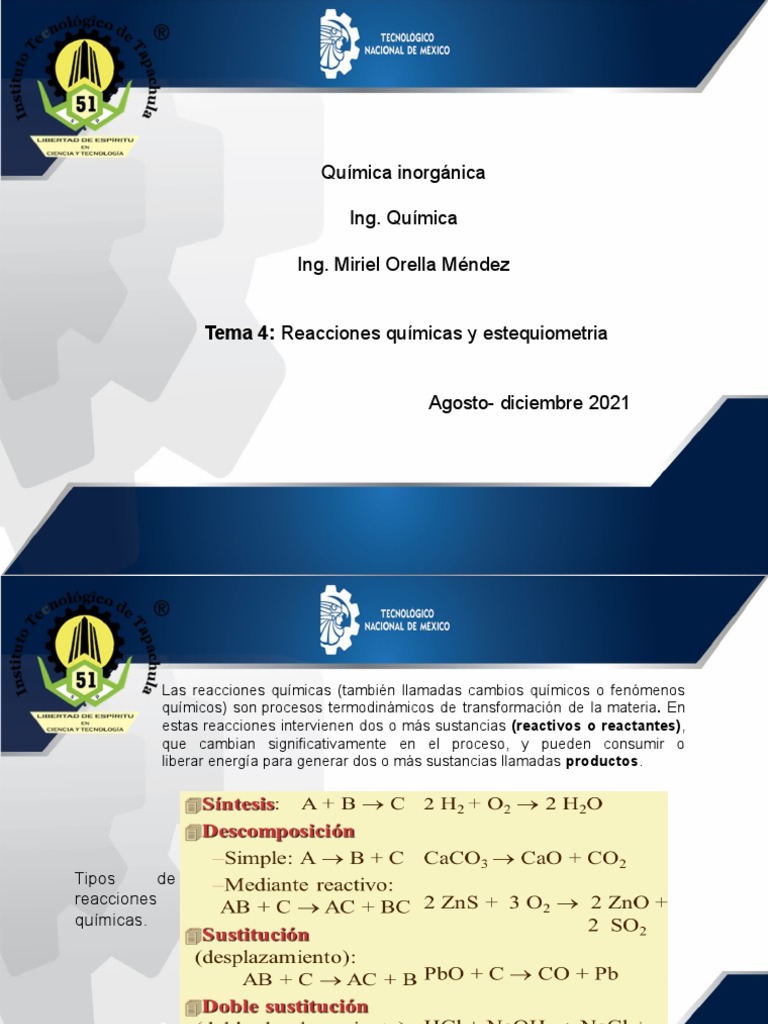 Quimica Inorg Unidad 4 | PDF | Redox | Reacciones químicas