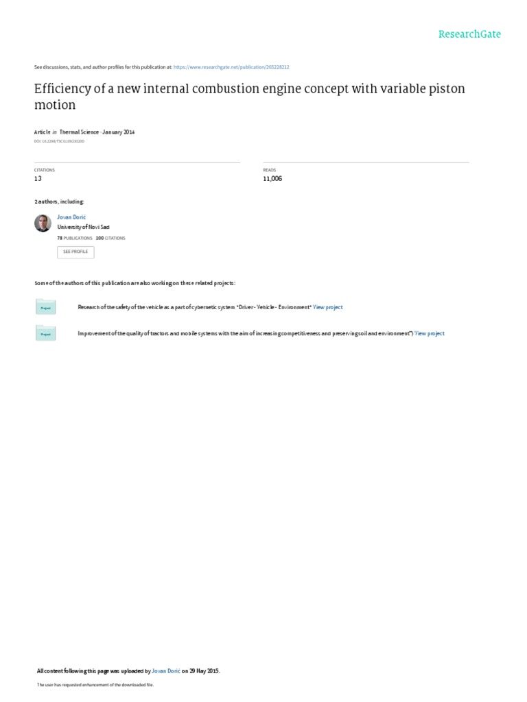 Efficiency of A New Internal Combustion Engine Con | PDF | Engines ...