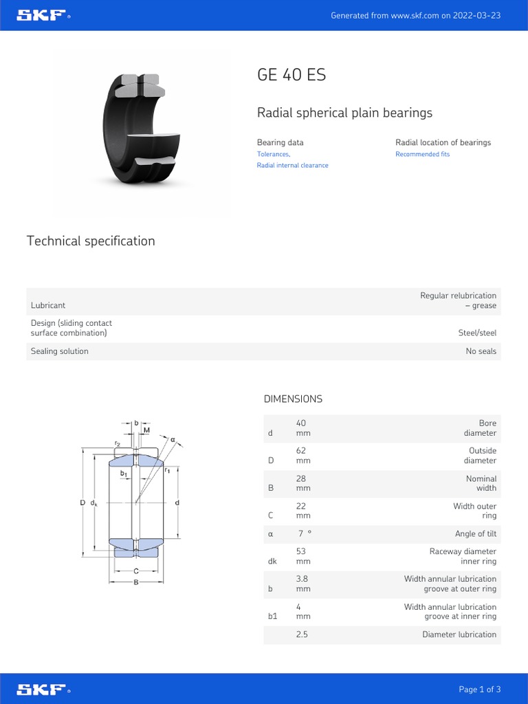 Ge 40 Es: Radial Spherical Plain Bearings | PDF | License | Websites