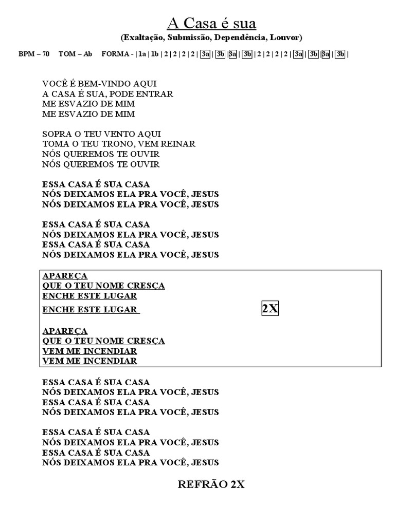 A Casa É Sua LETRA | PDF