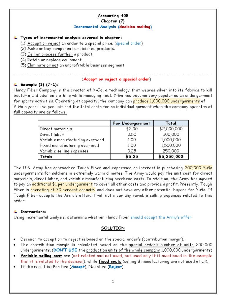 Incremental Analysis for Make or Buy Decision | PDF | Depreciation ...