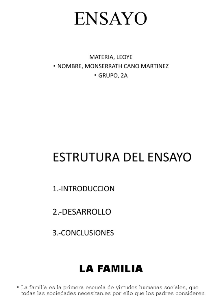 Ensayo de La Familia | PDF | Familia | Autoestima
