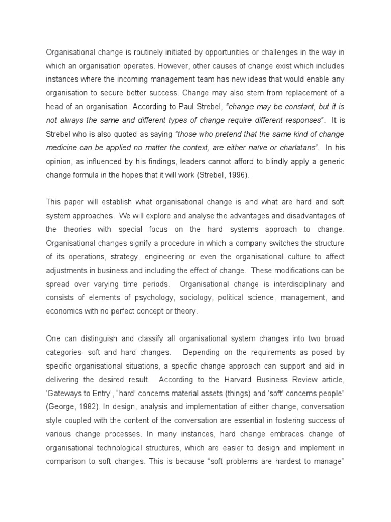 Soft Hard Systems Model Of Change Pdf System Decision Making