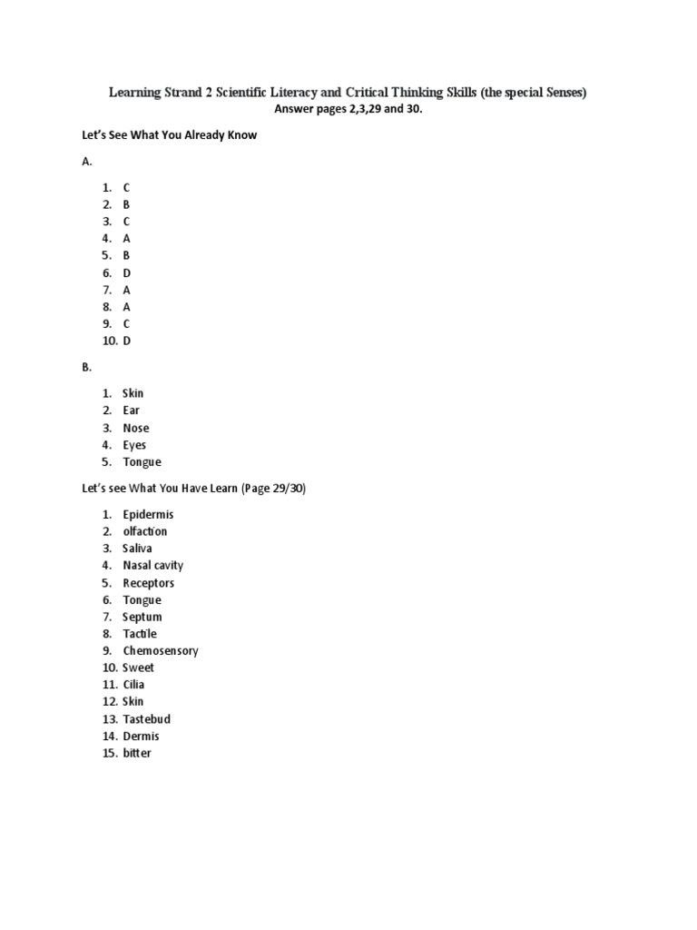 Learning Strand 2 Scientific Literacy and Critical Thinking Skills 3 | PDF