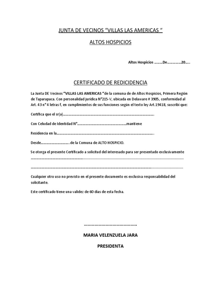 Junta de Vecinos Certificados | PDF