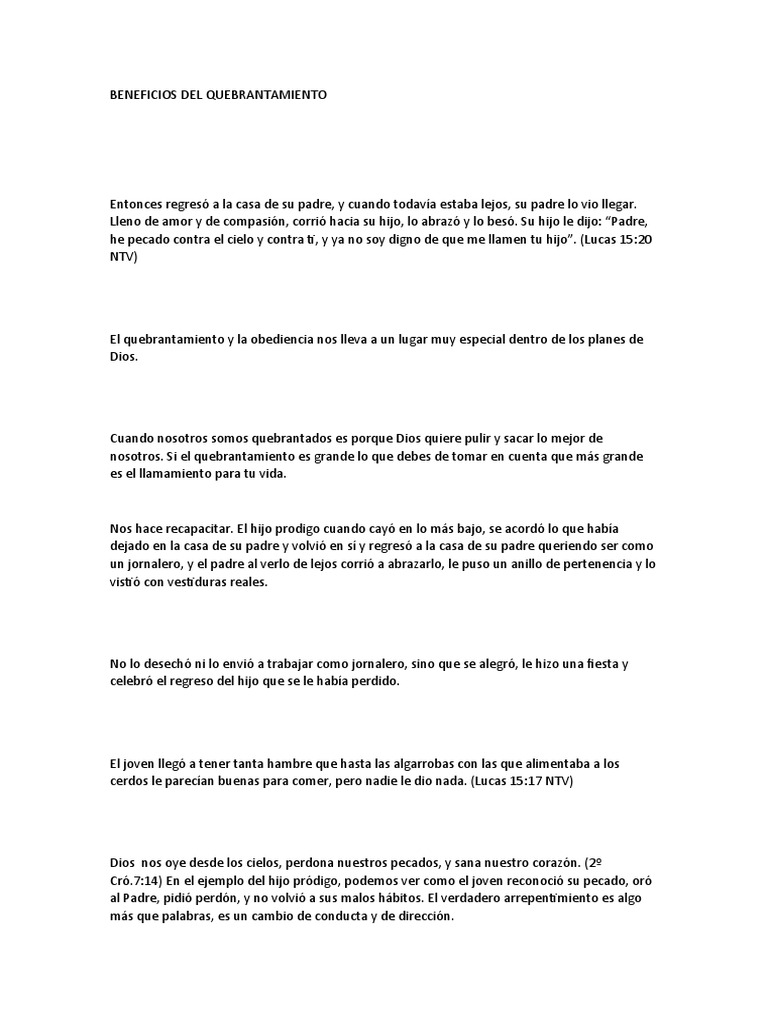 Beneficios Del Quebrantamiento | PDF | Religión y espiritualidad