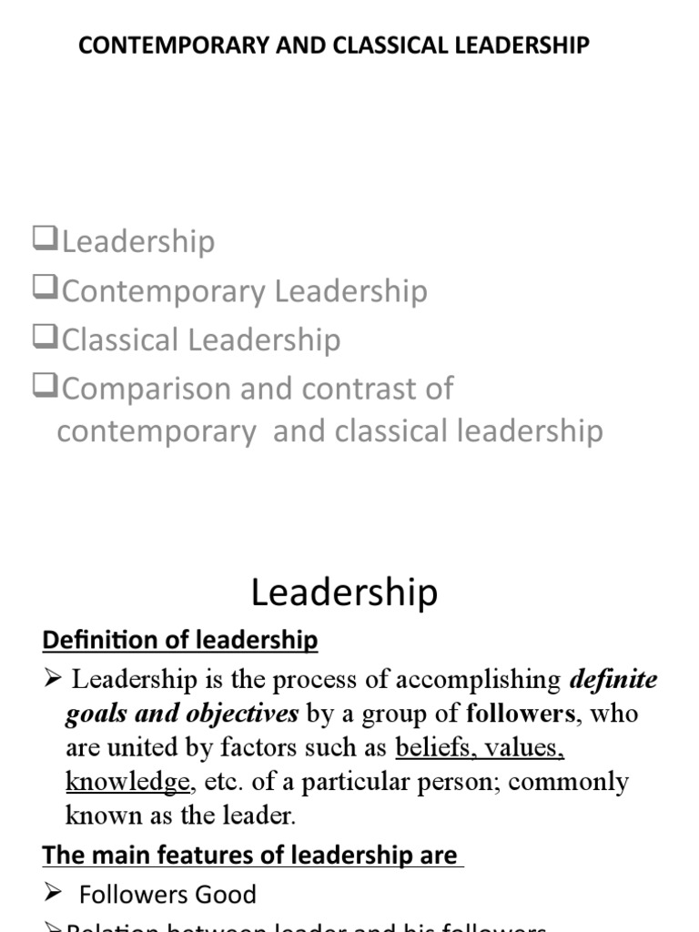 Contemporary and Classical Leadership1 | PDF | Leadership | Cognition