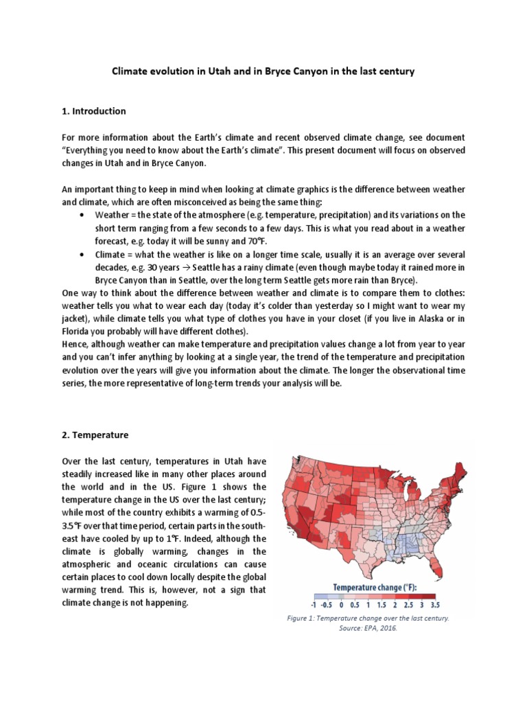 Climate Change in Bryce Canyon | PDF | Climate | Snow