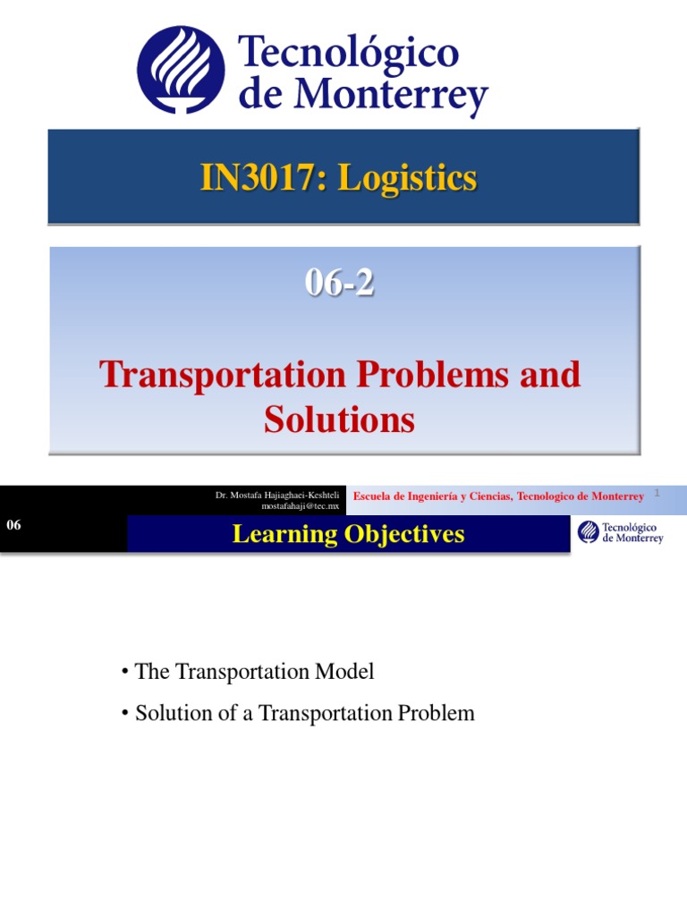 06 2 Transportation Problems And Solution Methods Pdf Linear