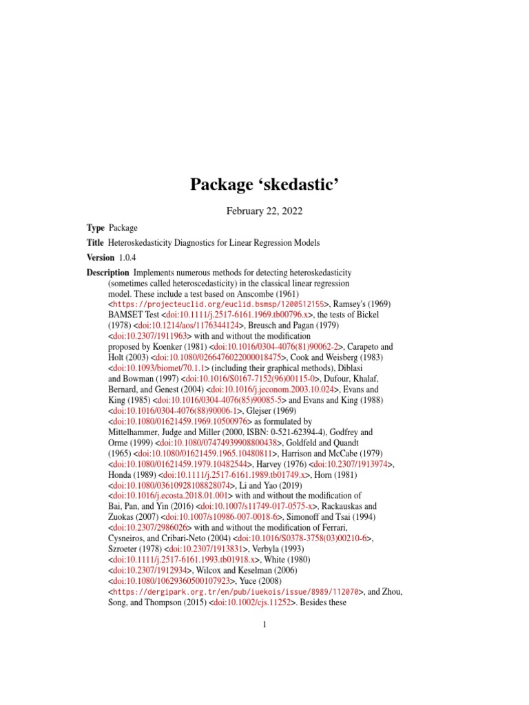 Skedastic | PDF | Ordinary Least Squares | Heteroscedasticity