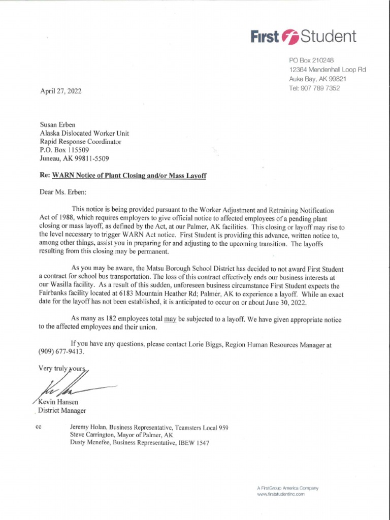 First Student Letter | PDF