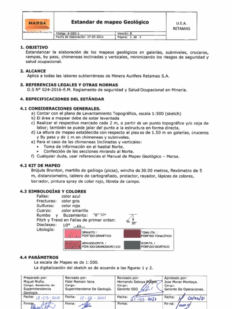 E-GEO-1 Estándar de Mapeo Geológico V8 | PDF