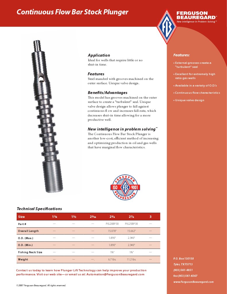 Cont Flow Bar Stock Plunger | PDF | Mechanical Engineering | Nature