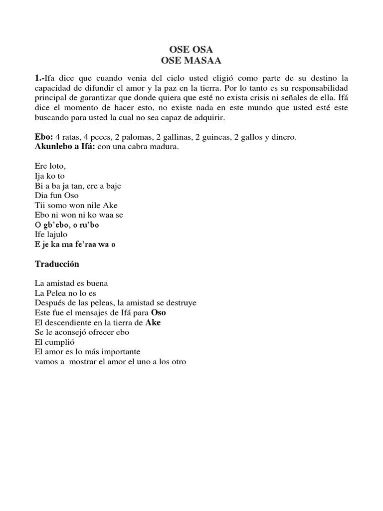 Odu 224 OSE OSA | PDF | Santeria