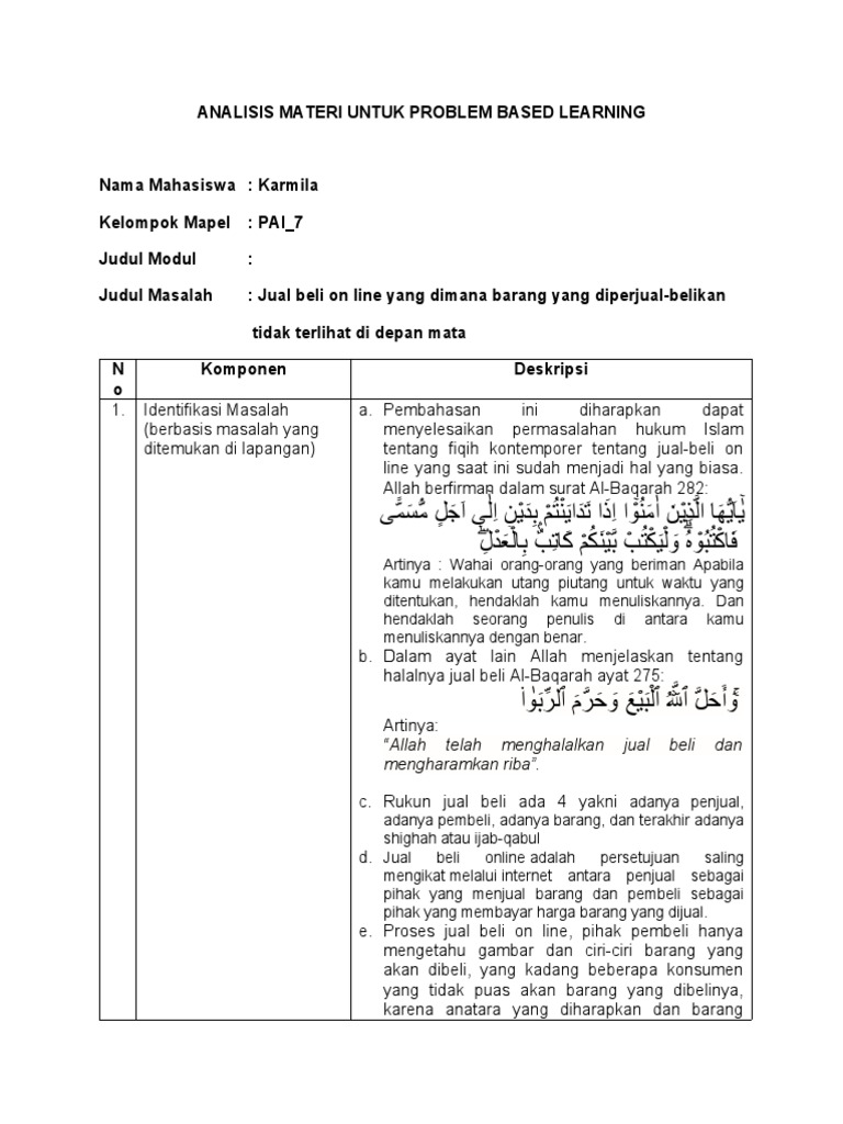 Analisis Materi - PBL | PDF