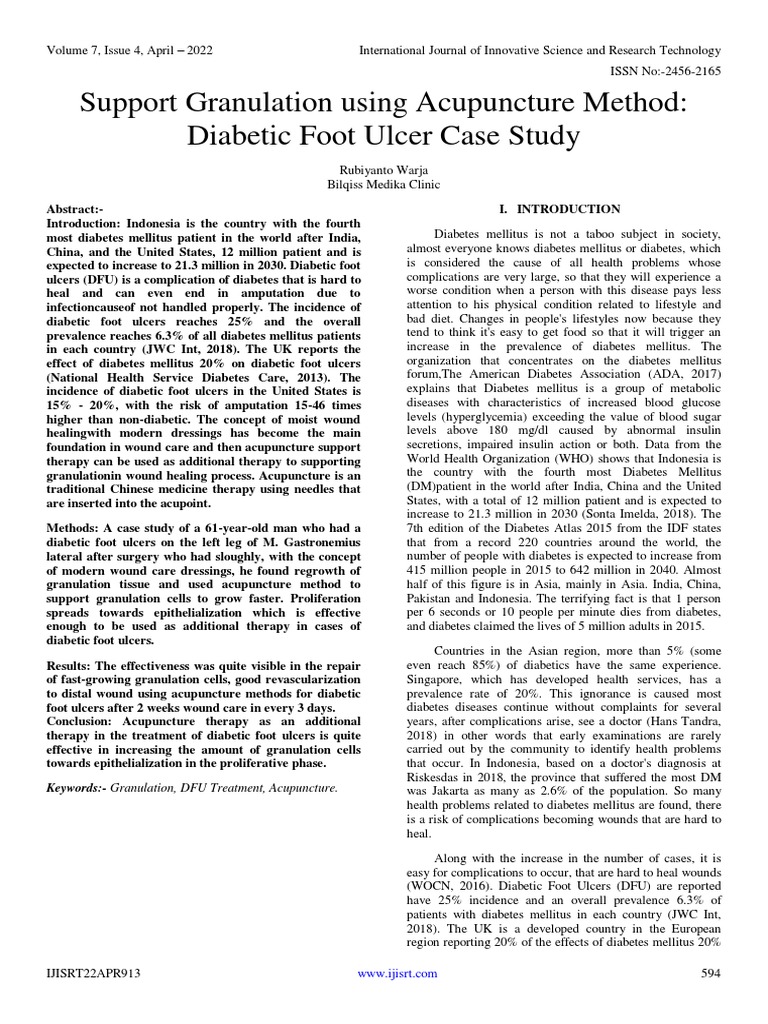 Support Granulation Using Acupuncture Method Diabetic Foot Ulcer Case ...