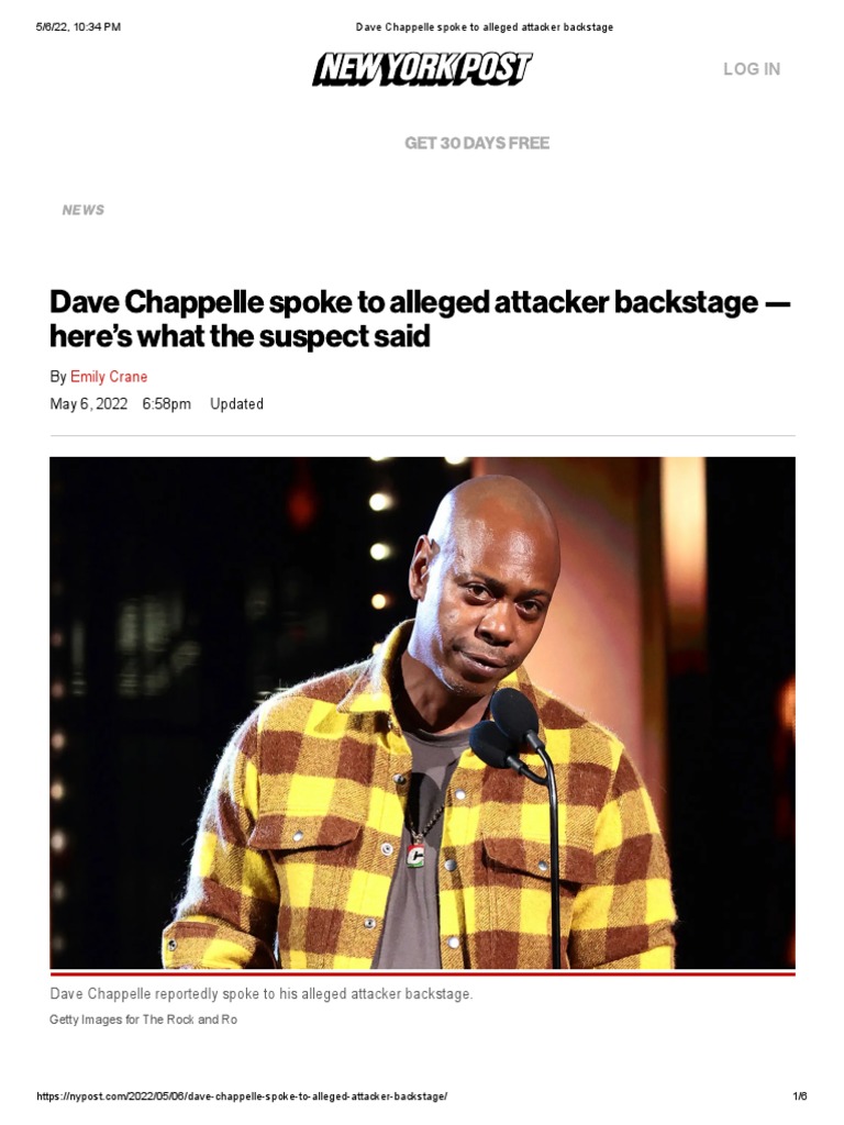 Dave Chappelle Spoke To Alleged Attacker Backstage | PDF