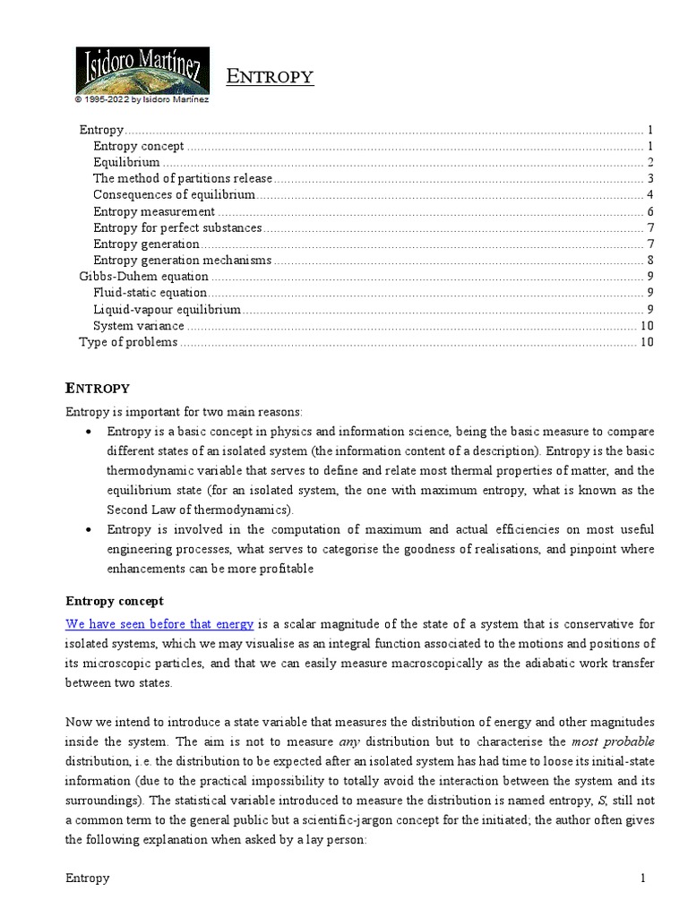 Entropy | PDF | Entropy | Second Law Of Thermodynamics