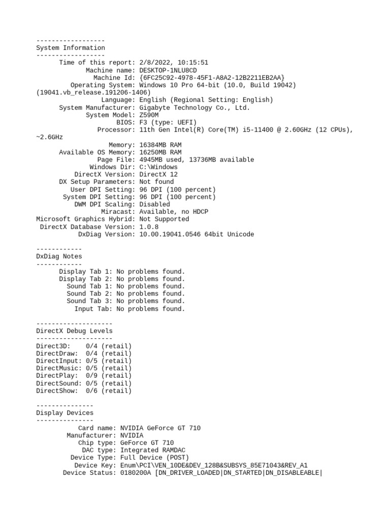 Dxdiag | Download Free PDF | Device Driver | Codec