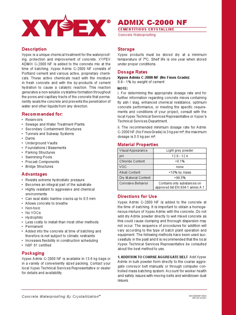 Xypex India | PDF | Concrete | Cement
