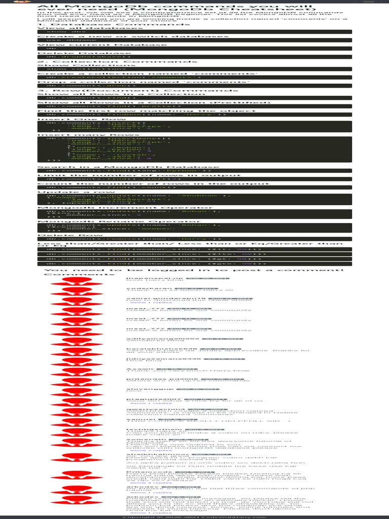 All MongoDb Commands You Will Ever Need (MongoDb Cheatsheet) - CodeWithHarry | PDF | Cyberspace ...